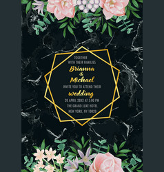 Wedding invitation with geometric frame flowers Vector Image