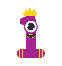 Number six cute monster funny fantasy alien Vector Image
