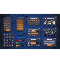 Game ui kit golden user interface for Royalty Free Vector