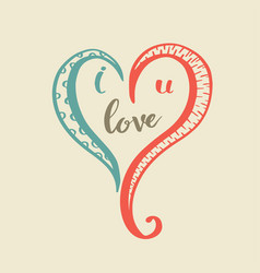 I love you label with pair of hearts symbol black Vector Image