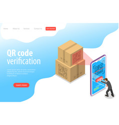 Qr code verification app website template Vector Image