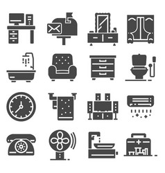 Furniture flat line icons living room Royalty Free Vector