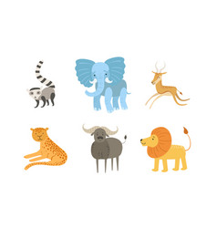Cute colorful exotic animals collection Royalty Free Vector
