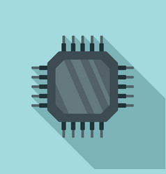 Nanotechnology pc microchip icon flat isolated Vector Image
