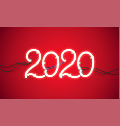Happy new year 2020 neon light xmas decoration Vector Image