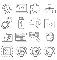 Web Development Line Icons Royalty Free Vector Image