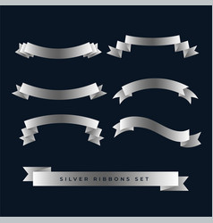 Big silver ribbons set Royalty Free Vector Image