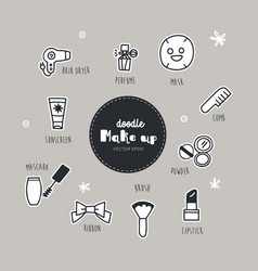 Set of make up icons doodle Royalty Free Vector Image
