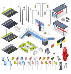 Isometric elements of road sections Royalty Free Vector