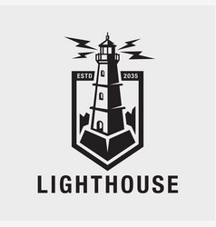 Lighthouse shield icon and logo Royalty Free Vector Image