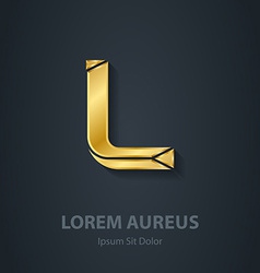 L golden gold feather letter logo icon design Vector Image