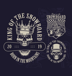 Vintage a skier skull with crossed ski poles Vector Image