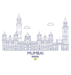 Mumbai india city skyline with color buildings Vector Image