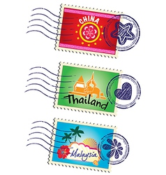 Asia country travel icon set Royalty Free Vector Image