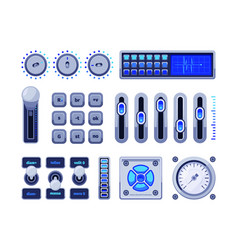 Control panel elements buttons dials tuners Vector Image