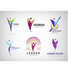 Human resources people search hr logo Royalty Free Vector