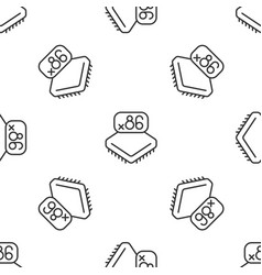 Grey line computer processor with microcircuits Vector Image