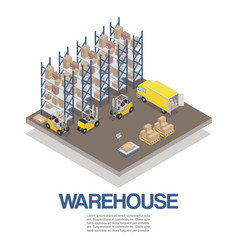 Warehouse interior big room with boxes on pallet Vector Image Warehouse interior big room with boxes on pallet Vector Image