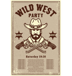 Wild west party poster template with cowboy boot Vector Image