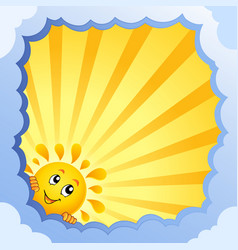 Cloudy frame with sun 2 Royalty Free Vector Image