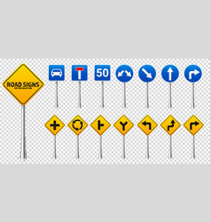 Road highway regulatory signs set traffic control Vector Image