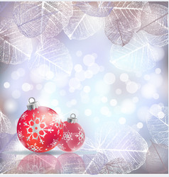 Festive winter background with red holiday balls Vector Image