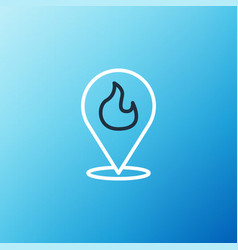 Line map pointer with fire flame icon isolated Vector Image