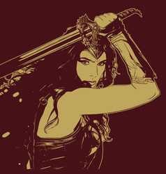 Amazon warrior on white Royalty Free Vector Image