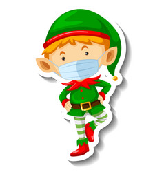 Santa elf and reindeer wear masks and leave Vector Image