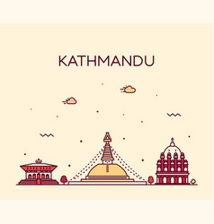 Kathmandu skyline nepal hand drawn sketch Vector Image