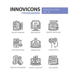 Programming - modern line design icons set Vector Image