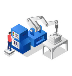 Isometric concept cnc machine operator Royalty Free Vector