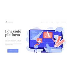 Low code development concept banner header Vector Image