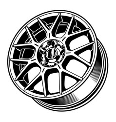 Car wheels rims line art silhouette Royalty Free Vector