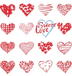 Hand drawn hearts symbols and lettering for Vector Image