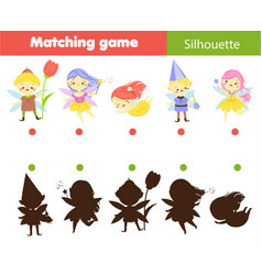 Shadow matching game kids activity with cartoon Vector Image