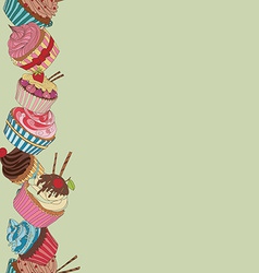 Cupcake border pattern Royalty Free Vector Image
