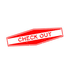 Grunge black check out word hexagon rubber seal Vector Image