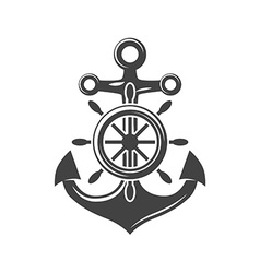 Ship wheel and anchor with label Royalty Free Vector Image