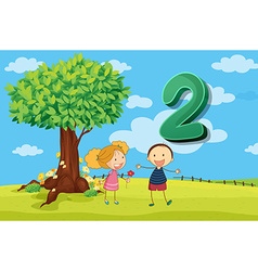 Number two card for kids learn to count and write Vector Image