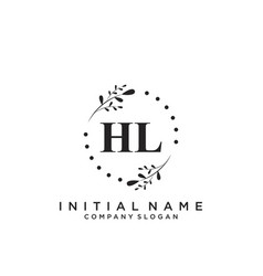 Hl initial handwriting logo with rectangle Vector Image