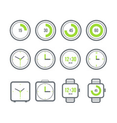 Set clocks icons isolated on white background Vector Image