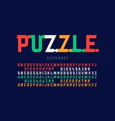 Puzzle font Royalty Free Vector Image - VectorStock