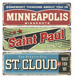 Tin sign collection with USA state Royalty Free Vector Image