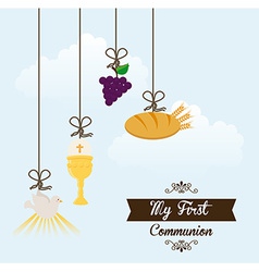 Cup gold chalice first communion icon Royalty Free Vector