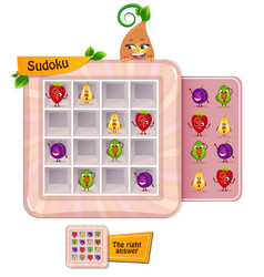 Sudoku game for children fruits Royalty Free Vector Image