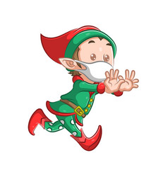 Little elf with white mask is running Royalty Free Vector