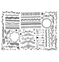 Set hand drawing doodle page divider border Vector Image