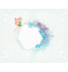 Beautiful fairy with magic wand graphic card Vector Image