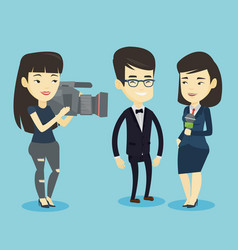 Tv interview Royalty Free Vector Image - VectorStock